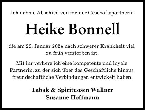Traueranzeigen Von Heike Bonnell Augsburger Allgemeine Zeitung