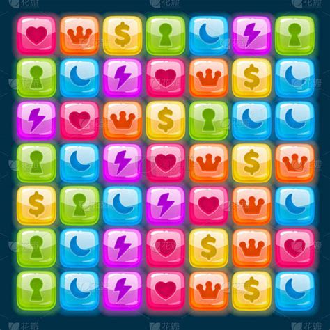 游戏匹配图标。不同颜色的字符集 游戏匹配图标。不同颜色的字符集