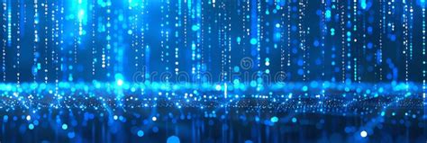 Abstract Blue Data Stream Background Digital Data Flow With Binary