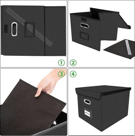 Huolewa Upgraded File Organizer Boxes With Lids Collapsible Faux Leather Hanging File Folder