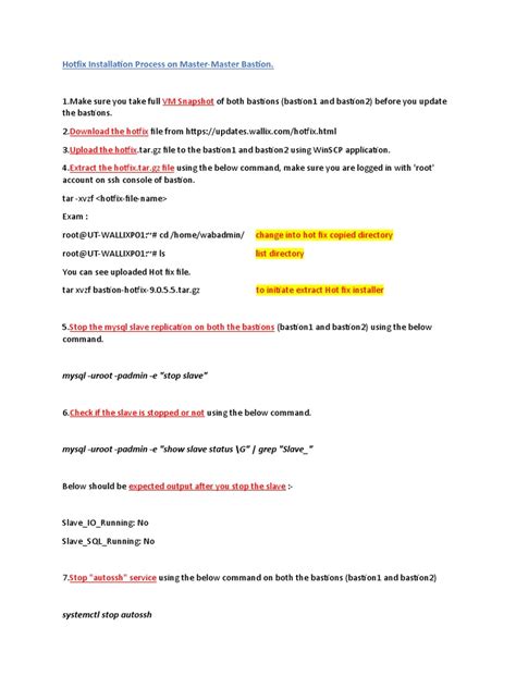 Hotfix Installation Process On Master Master Pdf Command Line Interface Information