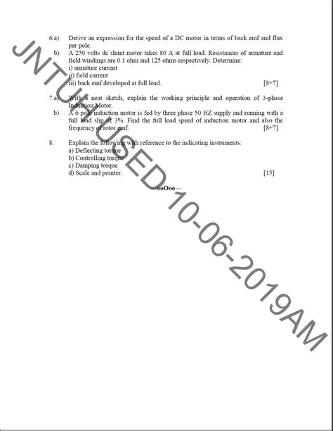 Jntuh Btech Basic Electrical Engineering Mayjune 2019 Question