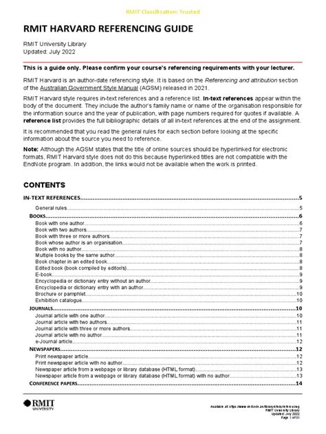Rmit Harvard Referencing Guide Pdf Academic Journal Books