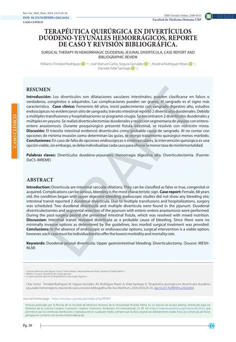 Pdf Surgical Therapy In Hemorrhagic Duodenal Jejunal Diverticula Case Report And
