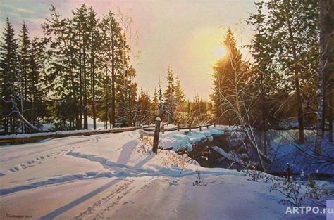 Снег искрится Самохвалов Александр АРТПО продажа картин живопись интернет магазин картин