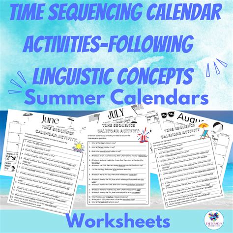 Time Sequencing Calendar Questions And Following Linguistic Concept Directions Made By Teachers