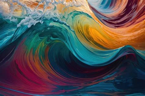 Vibrant Colors Flow In Abstract Wave Pattern Premium Ai Generated Image
