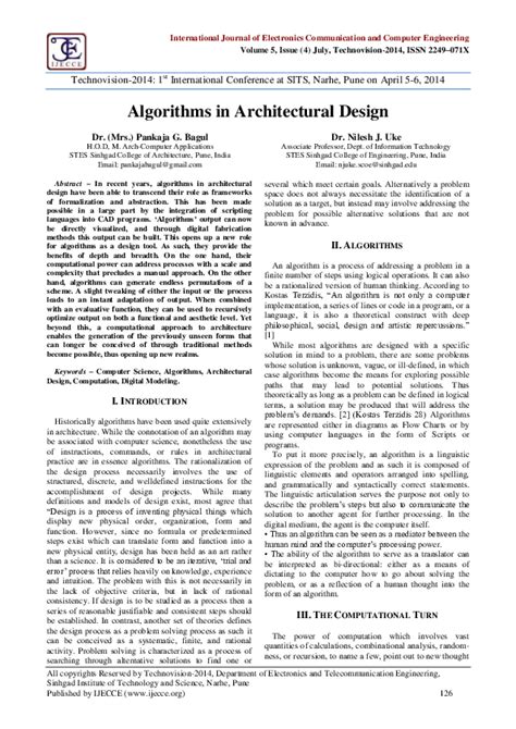 Pdf Algorithms In Architectural Design Dr Mrs