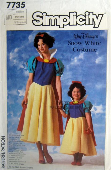 Disney Snow White Costume Pattern Vintage Sewing Pattern Simplicity Via