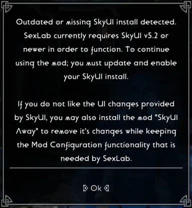 Help With Outdated Or Missing Skyui Install Detected Sexlab At Skyrim Special Edition Nexus
