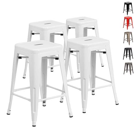 Bronte Living 24 Inch Counter Height Industrial Metal Bar Stool