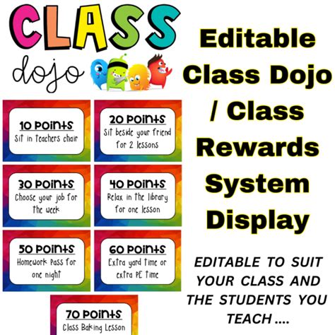 Mash 5th 6th Class Class Dojo Rewards Chart