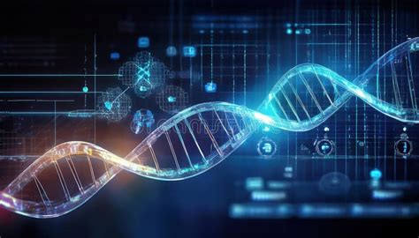 Glowing Dna Strand Intertwined With Data Visualizations Symbolizing