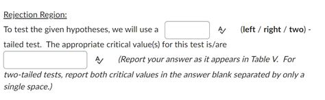 Solved Rejection Region To Test The Given Hypotheses We Chegg