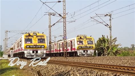 Rare Back To Back Crossing Between Modern Icf Emu Local Train Youtube