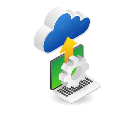 Premium Vector The Process Of Transferring Computer Data To A Cloud