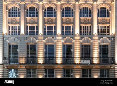 Illuminated Classical Facade Elevation Windows Architecture Of Building