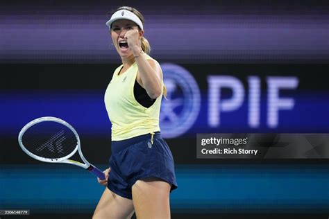 Danielle Collins Of The United States Returns A Shot Against Sorana