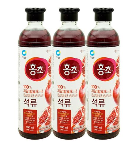 [당일출발] 청정원 과일숙성 발효초 사용 홍초 석류 900ml X 3개 티몬