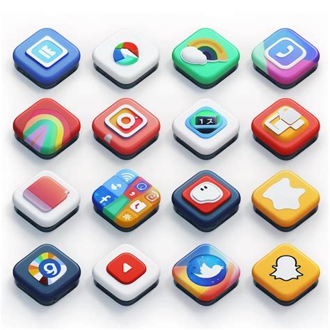 App Icons 3d Mobile Apps Icons Beautiful Colorful Real Color White Background Premium Ai