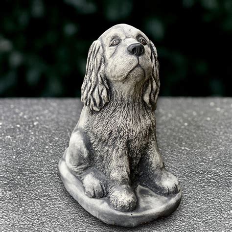 Stone Cocker Spaniel Statue Concrete Spaniel Sculpture Cement Animal