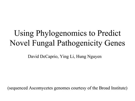 Solution Computational Functional Genomics Using Phylogenomics To