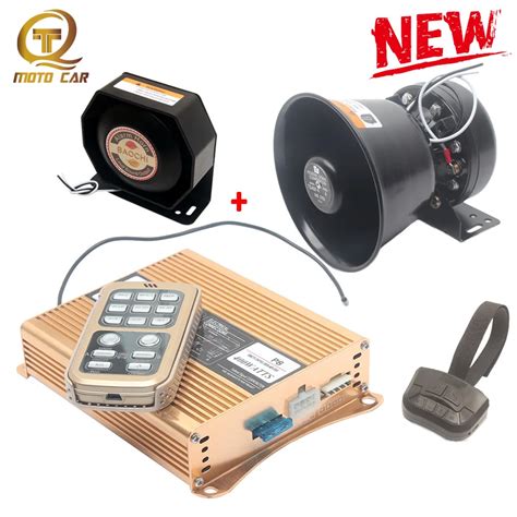 무선 제어 자동차 사이렌 알람 경적 시끄러운 스피커 톤 400w 12v 자동차 경찰 사이렌 기차 보트 선박 마이크 시스템 메가폰