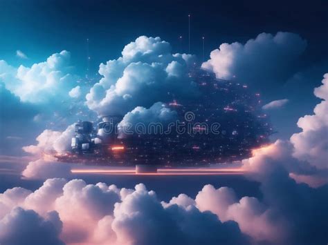 Cloud Networking Technology Generative Ai Illustration Stock Illustration Illustration Of