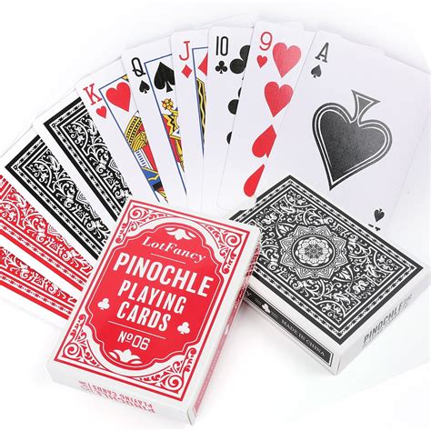 Lotfancy Pinochle Playing Cards 48 Cards Black And Red