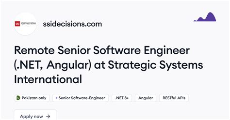 Strategic Systems International Hiring Senior Software Engineer Net