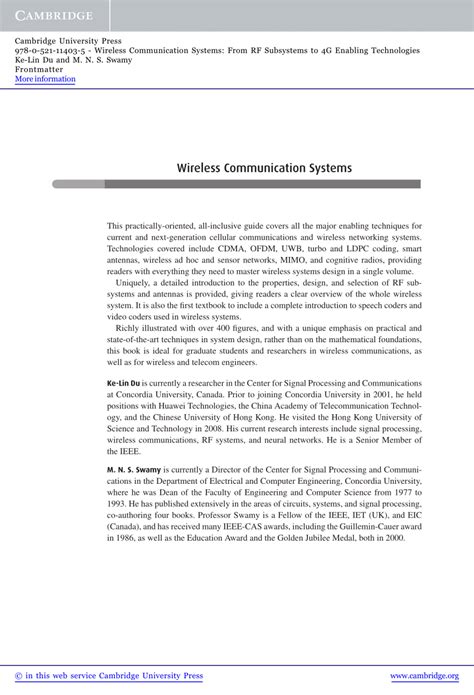 Pdf Wireless Communication Systems From Rf Subsystems To 4g Enabling