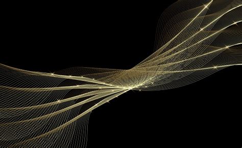 크리스마스 축하 파티 새해 카드 결혼식 처녀 파티 베이비 샤워 파티 생일 카지노에 대 한 검은 배경에 골드 웨이브와 벡터 황금 라인 추상 배경 0명에 대한 스톡 벡터 아트