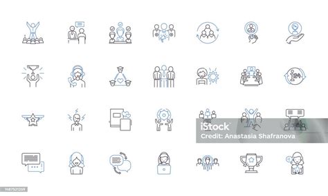 멘토십 및 고용 라인 아이콘 모음입니다 지도 견습 코칭 협업 권한 부여 발전 Nerking 벡터 및 선형 일러스트레이션 역할 모델 멘토링 교육 개요 표지판 세트 교육에 대한