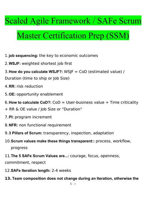 Scaled Agile Framework Safe Scrum Master Certificati Questions And Answers 2022 2023