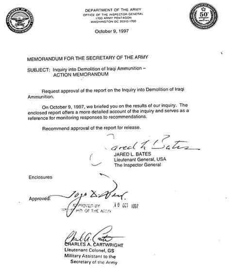 Army IG Report Into Demolition Of IRAQ Ammunition