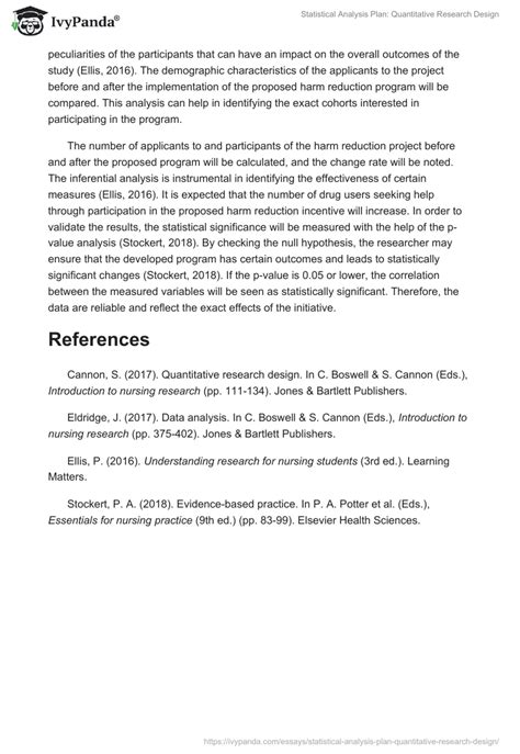 Statistical Analysis Plan Quantitative Research Design 559 Words Research Paper Example