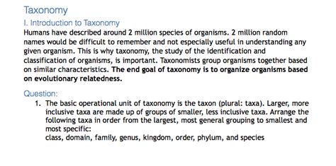 Solved Taxonomy Introduction To Taxonomy Humans Have Chegg Com