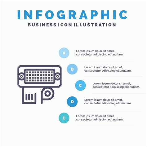 adapter connection data input line icon with 5 steps presentation infographics background