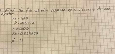 Solved Find The Free Vibration Response Of A Viscously Chegg
