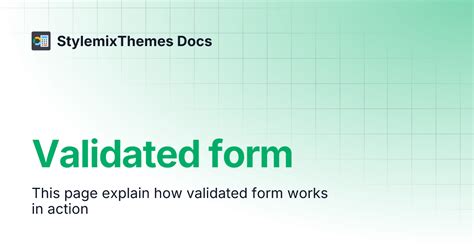 Validated Form Stylemixthemes Docs