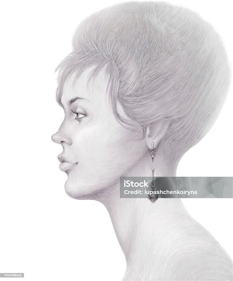 유행 일러스트 비유 기호 문자 장식 아트 워크 아트 펜슬 종이 수직 상징적 인 초상화 인상주의 프로필 긴 금발 머리 부드러운