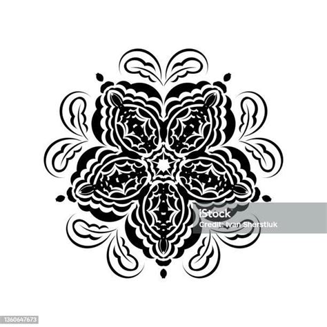 원형 장식 채워진 실루엣 로고 문신 인쇄 물 및 엽서에 적합합니다 흰색 배경에 격리 벡터 일러스트레이션 0명에 대한 스톡 벡터 아트 및 기타 이미지 Istock