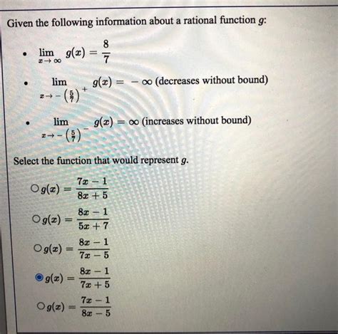 solved given the following information about a rational