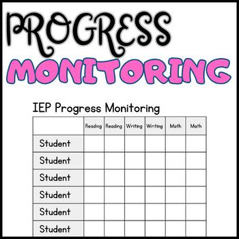 Progress Monitoring Form For IEP Goals By Resources By Reohr TPT