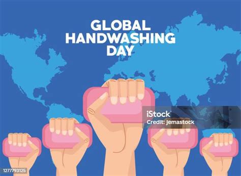 지구 행성에서 손과 비누 바가 있는 글로벌 손씻기 날 캠페인 10월에 대한 스톡 벡터 아트 및 기타 이미지 10월 건강한 생활방식 공휴일 Istock