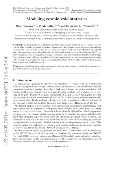 Pdf Modeling Cosmic Void Statistics