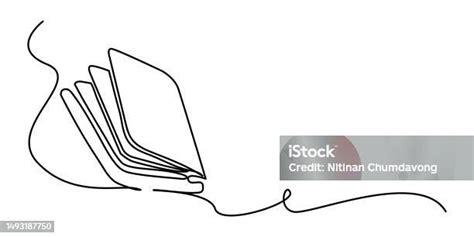 계속해서 한 줄은 날아 다니는 페이지가있는 열린 책을 그립니다 교육 장비 일러스트레이션은 웹사이트 랜딩 페이지에 대한 학교 테마로 돌아갑니다 책 배너 한 줄 그리기 개념에