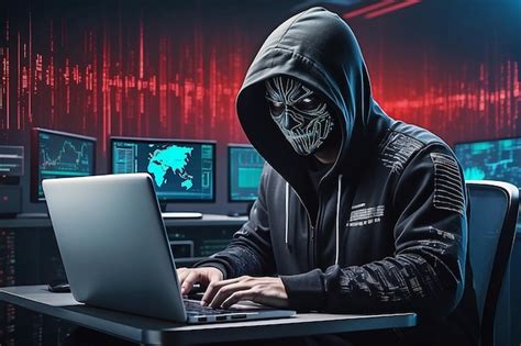 Premium Photo Hacker Cyber Criminal With Laptop And Server Room