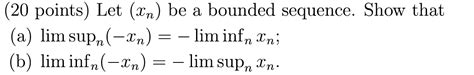 Solved 20 Points Let In Be A Bounded Sequence Show That