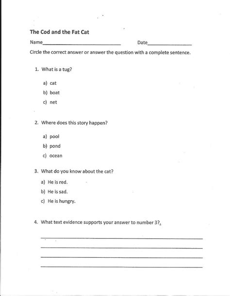 Comprehension The Cod And The Fat Cat Online Exercise For Live